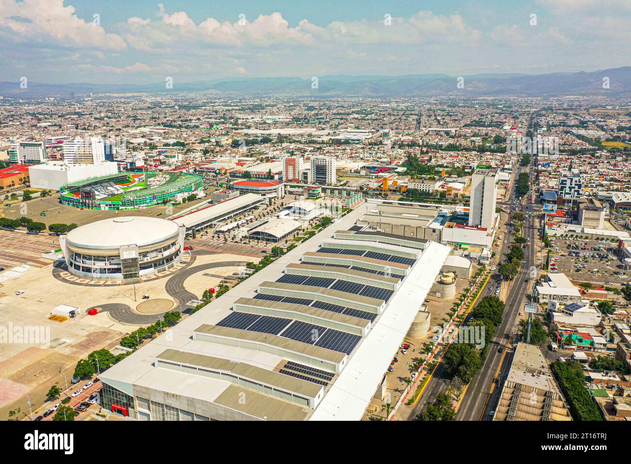 Solar panels on the roof of the León State Fair building, architecture ...