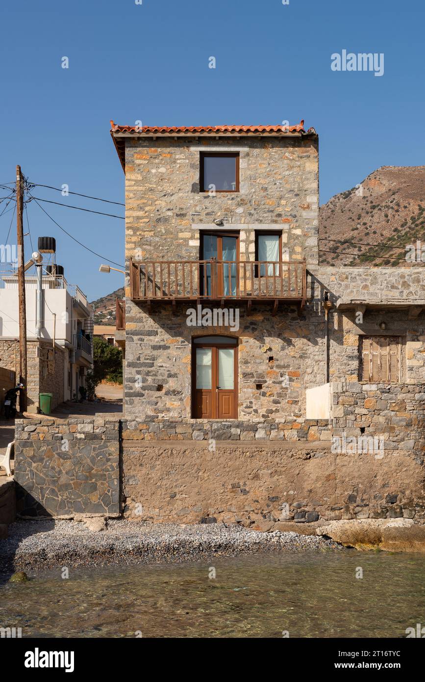 Exterior of building in small Crete village. Plaka, Crete, Greece Stock ...
