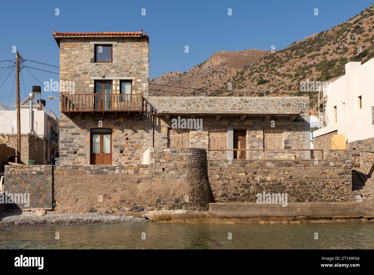 Exterior of building in small Crete village. Plaka, Crete, Greece Stock ...