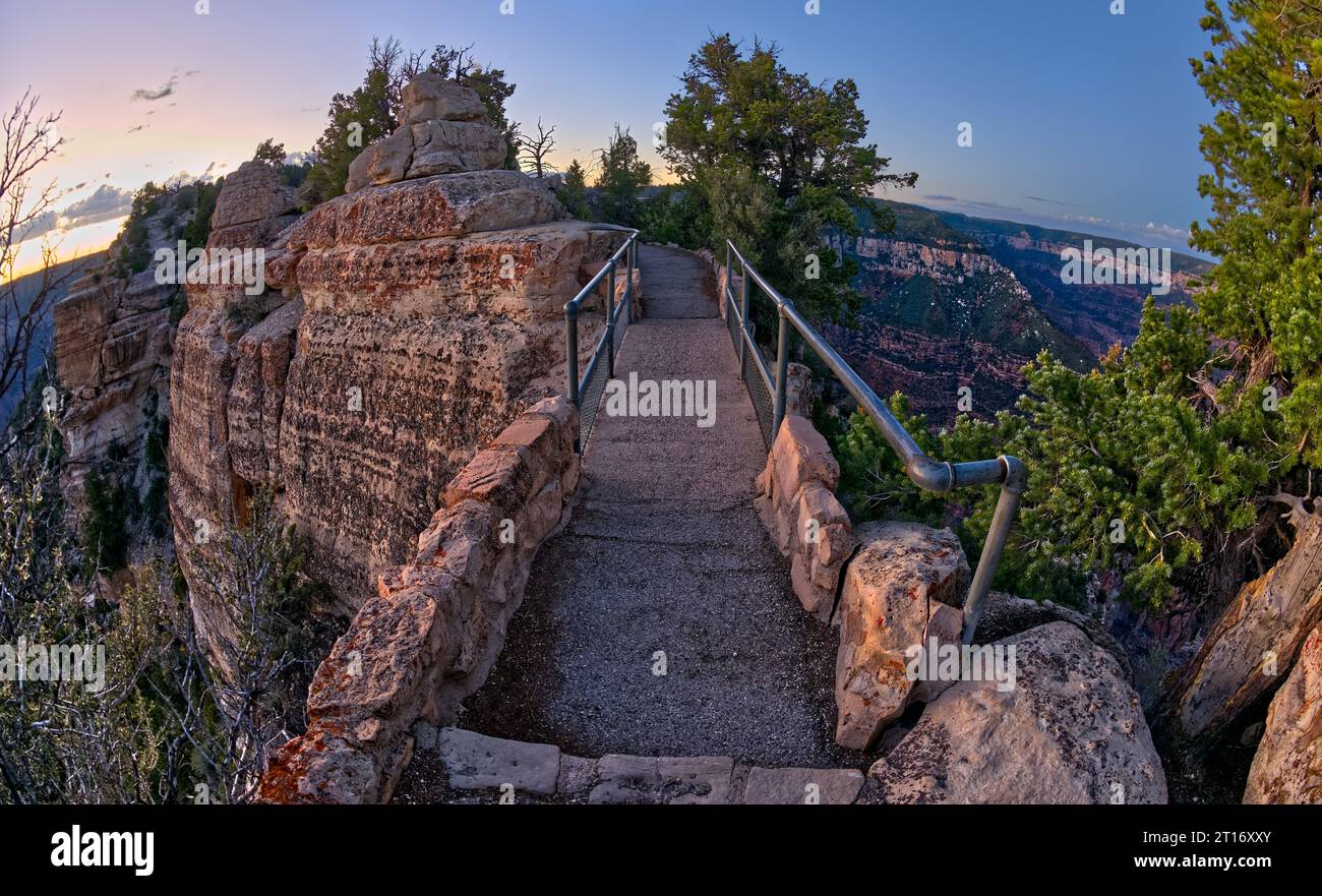 Bright Angel Point Bridge on Grand Canyon North Rim Arizona at twilight ...