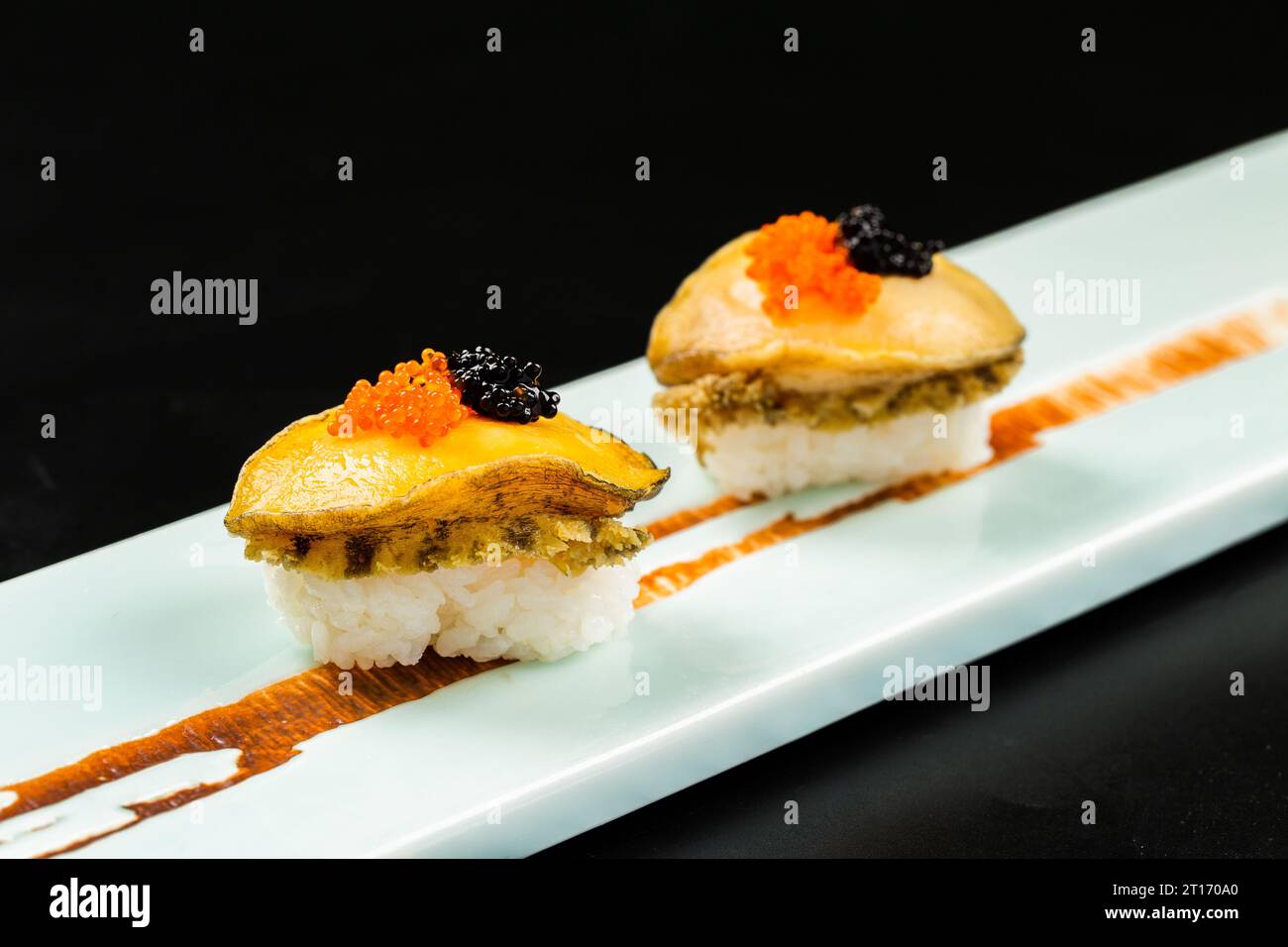 Japanese nigiri grilled Abalone sushi, Japanese food Stock Photo - Alamy
