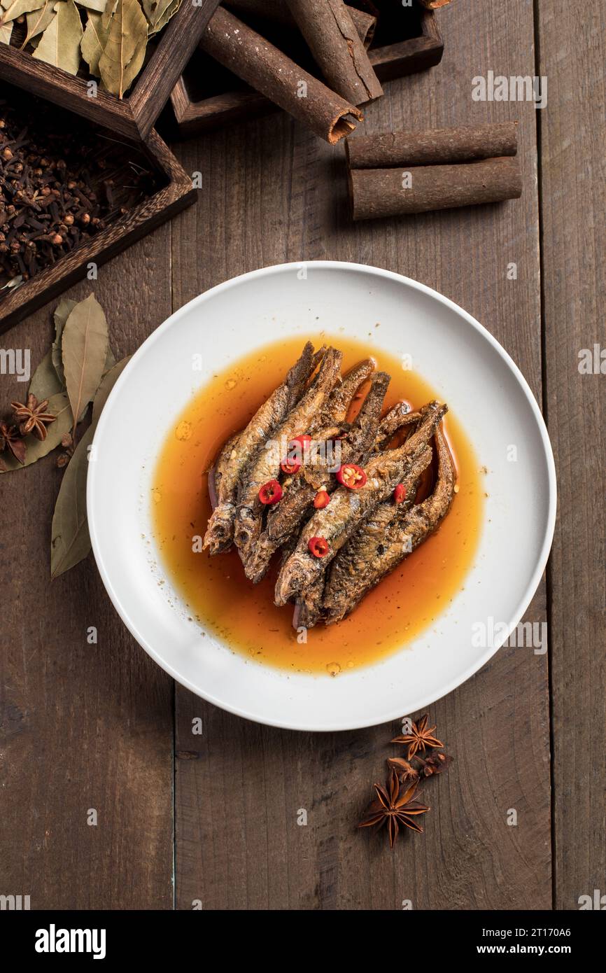 deep-fried crispy Capelin fish with chili Stock Photo - Alamy