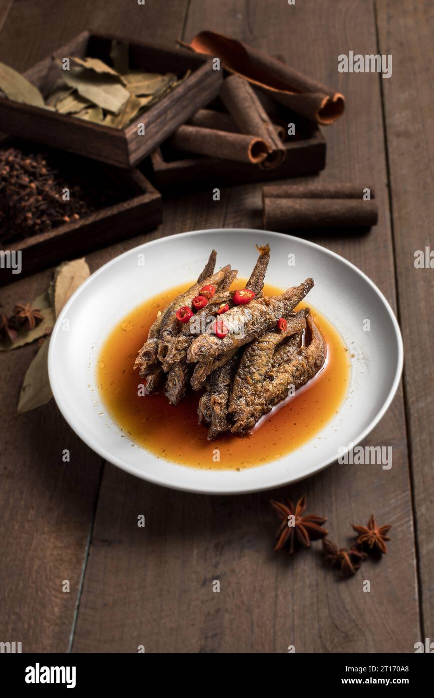 deep-fried crispy Capelin fish with chili Stock Photo - Alamy