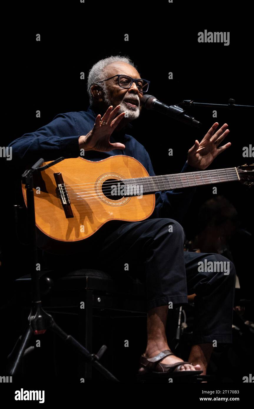 Brazilian legendary musician Gilberto Gil playing at the Royal Albert ...