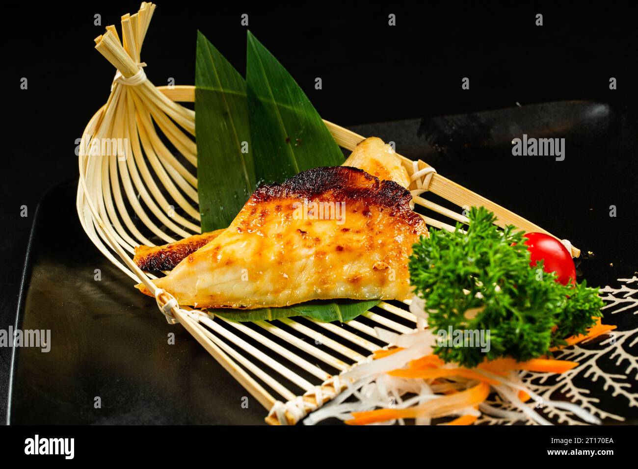 Pan-fried Codfish Filet， Atlantic cod,japanese food Stock Photo - Alamy