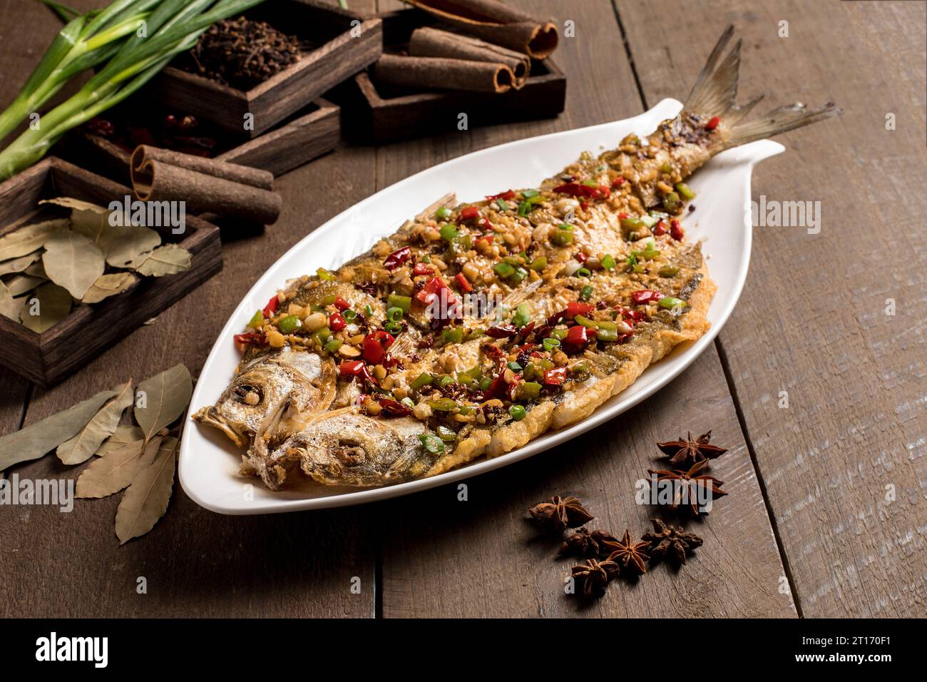 Pan-Fried Topmouth culter fish, Pan-Fried white fish Stock Photo - Alamy