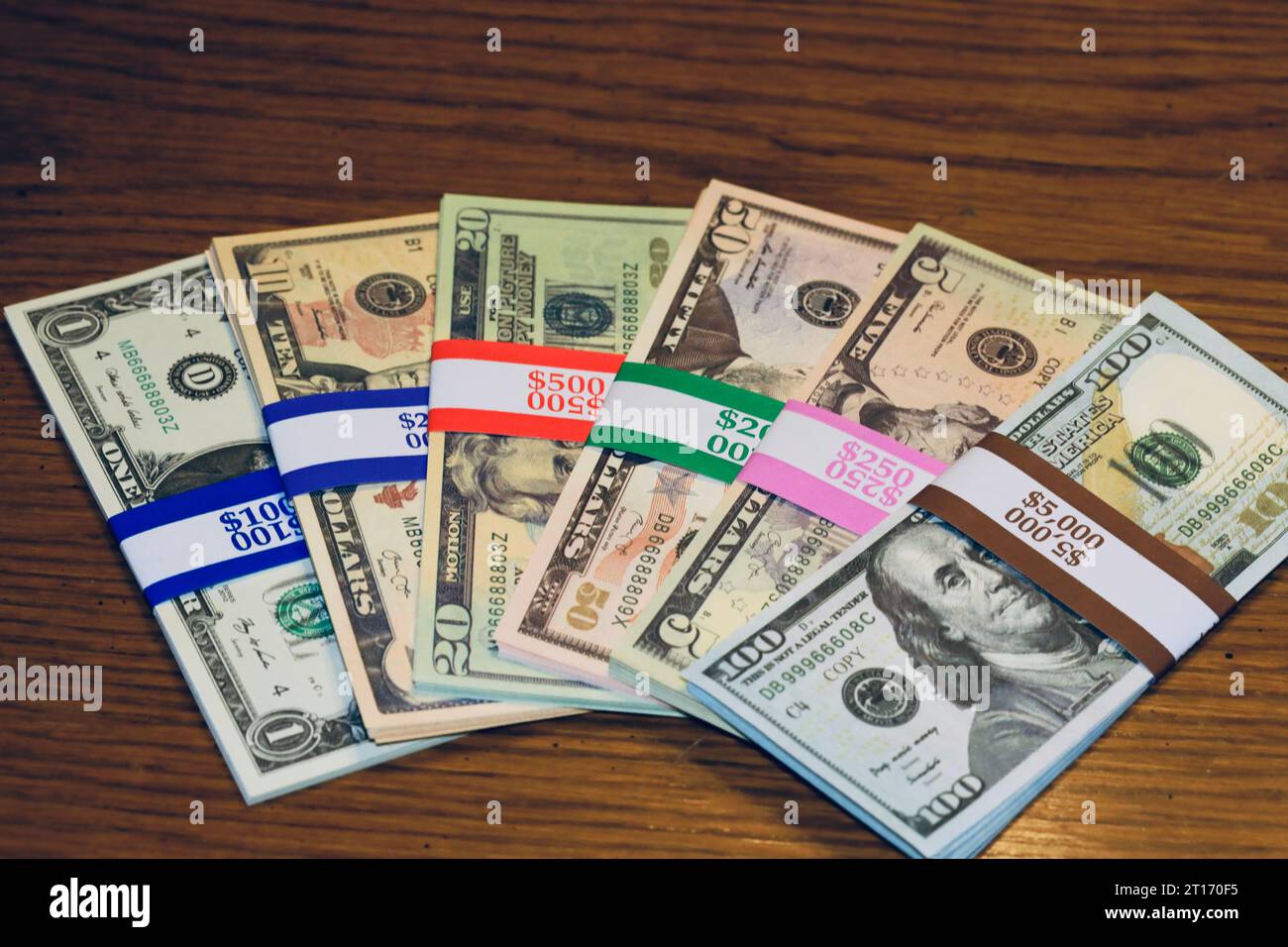 Multiple denominations in cash Stock Photo - Alamy