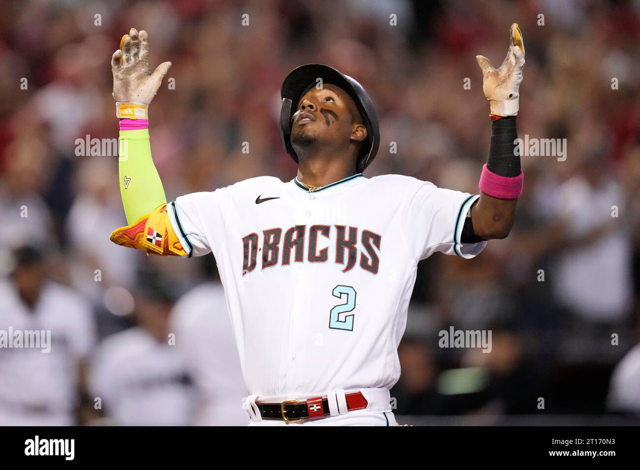 Arizona Diamondbacks' Geraldo Perdomo celebrates after hitting a home ...