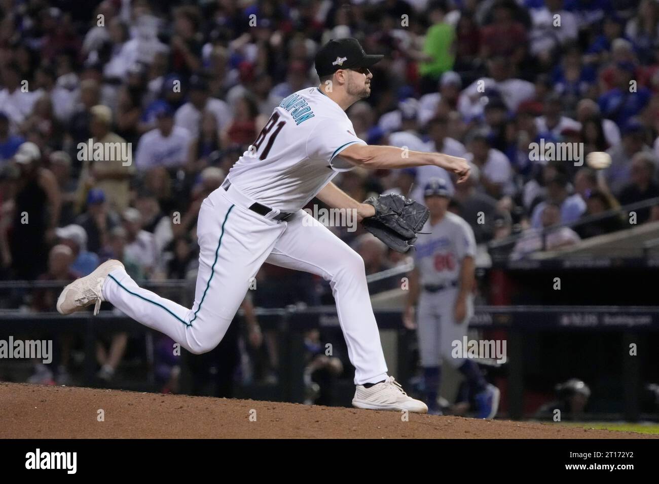 Arizona Diamondbacks relief pitcher Ryan Thompson works against a Los ...