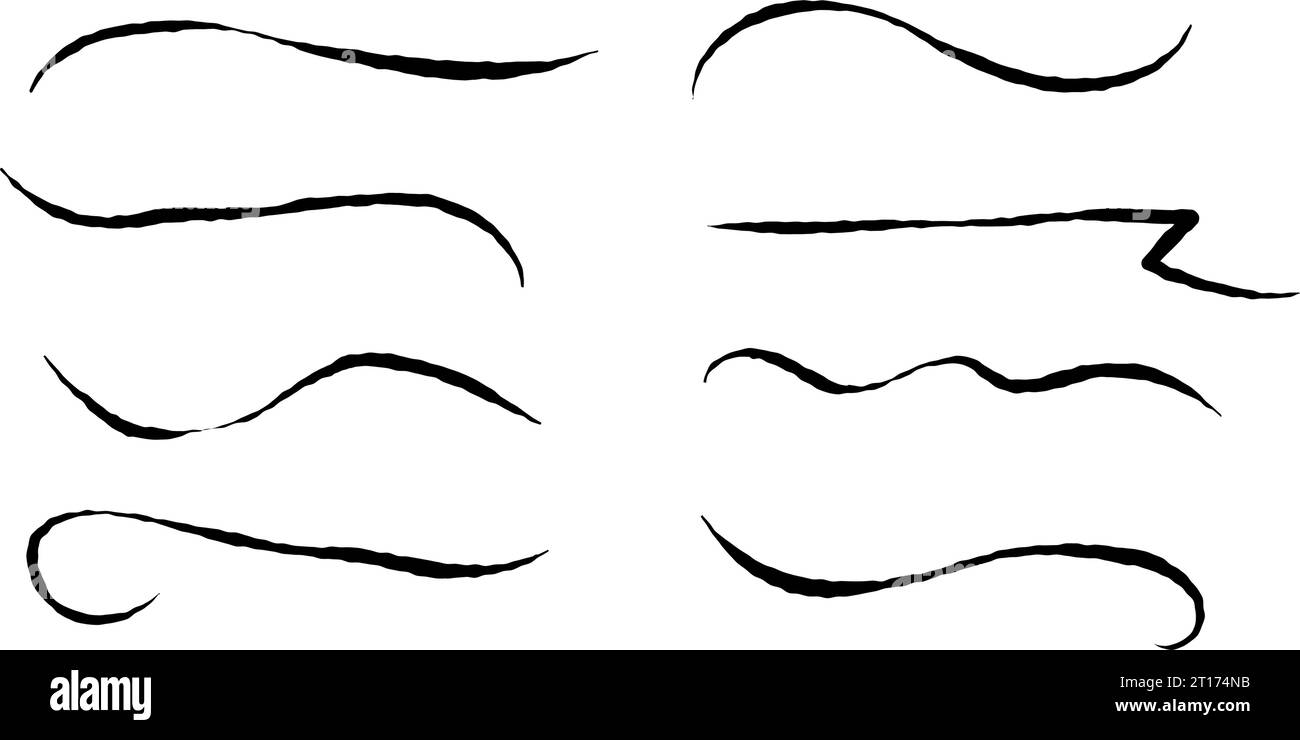 Rough jagged lines set. Grunge wavy brush strokes collection ...