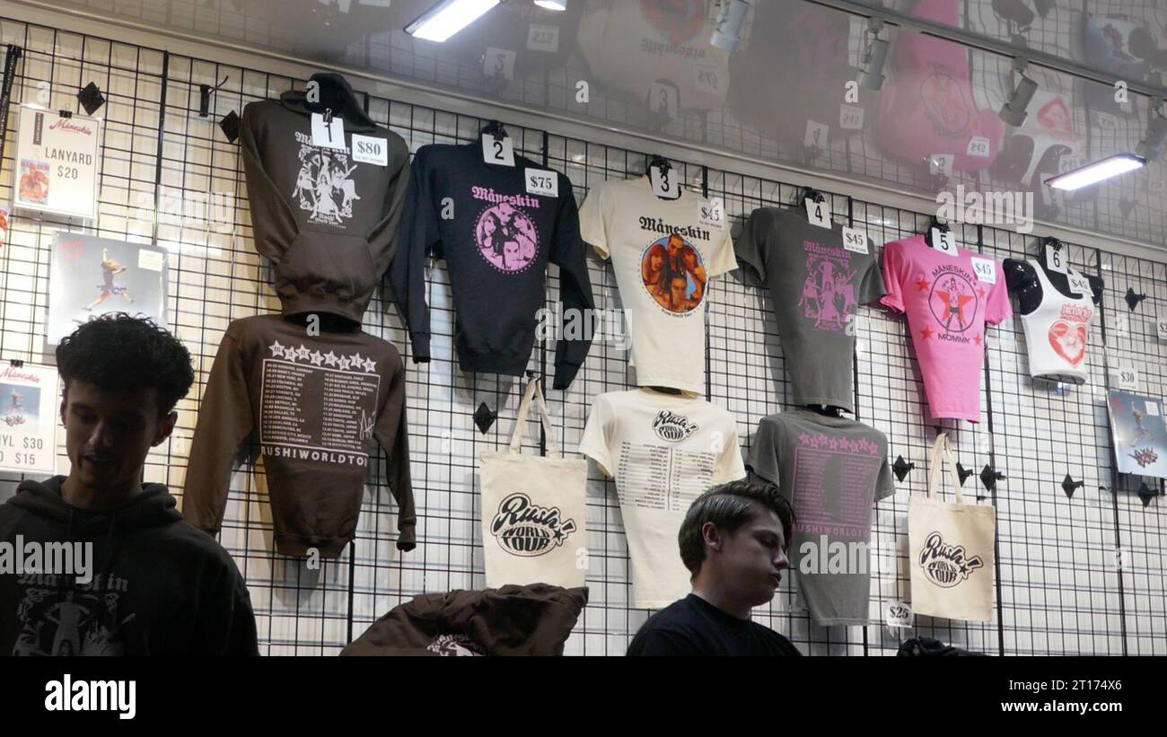 Inglewood, California, USA 10th October 2023 Maneskin Official Merch on ...