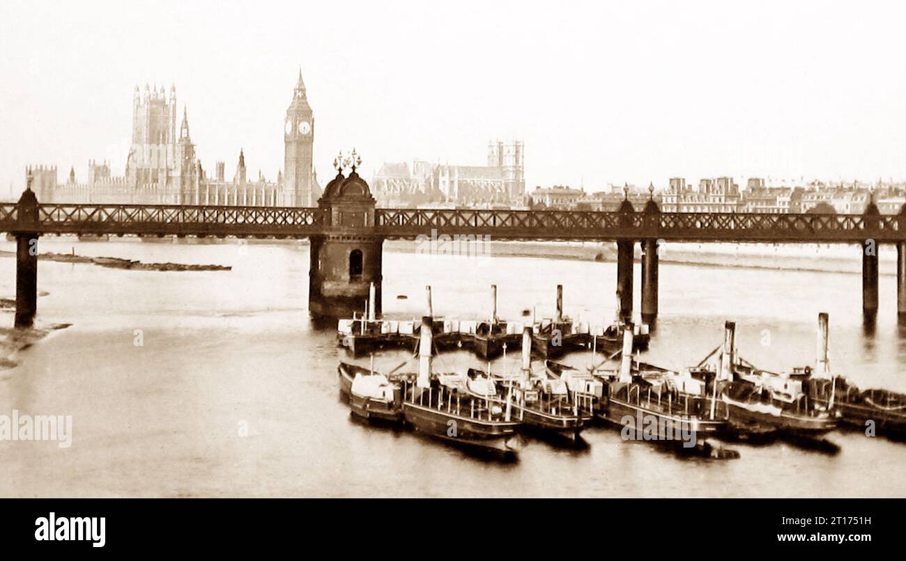 View from Waterloo Bridge, London, Victorian period Stock Photo - Alamy