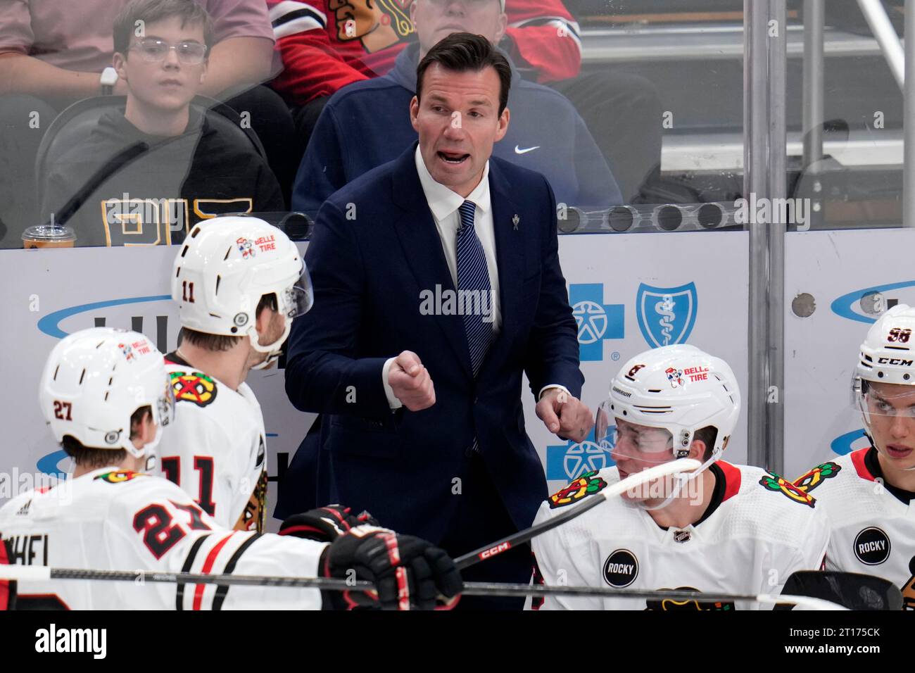 Chicago Blackhawks head coach Luke Richardson gives instruction during ...