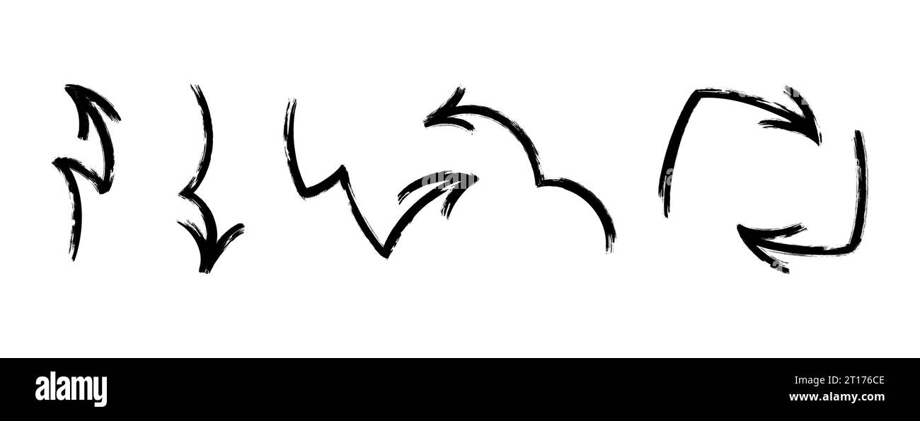Grunge arrows. Brush painted arrow set with marker texture. Vector ...