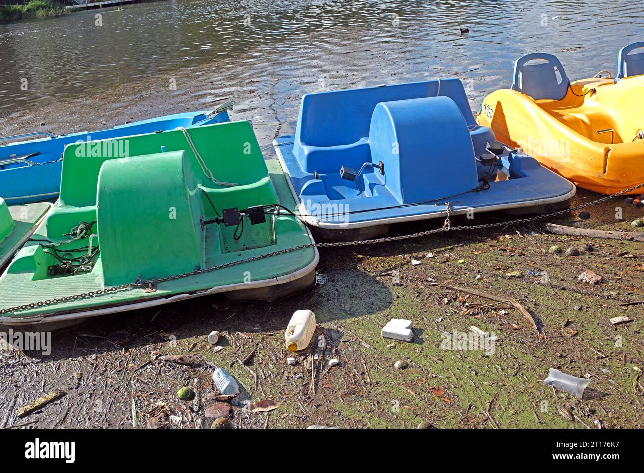 Adelaide Australia. Paddle boats moored in the River Torrens with ...