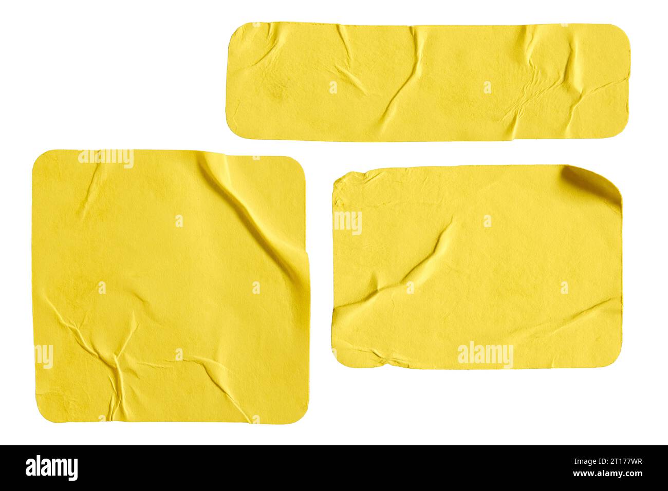 Yellow rectangular paper sticker on white background with clipping path ...
