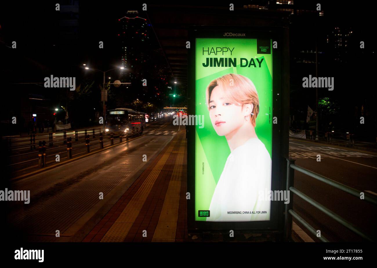 BTS Jimin's birthday, Oct 7, 2023 : A bus stop decorated to celebrate ...