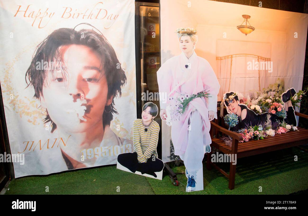 BTS Jimin's birthday, Oct 7, 2023 : A cafe decorated to celebrate BTS ...