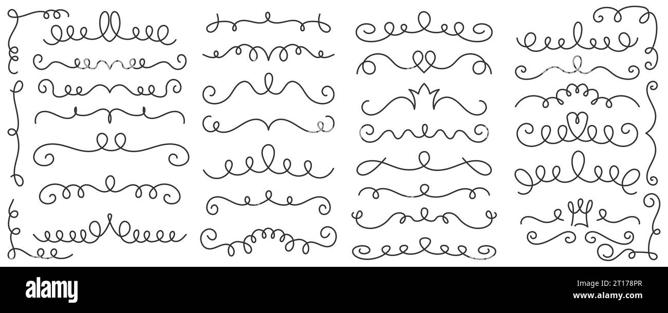 Underlines set with swishes swooshes and curly strokes. Swash hand ...