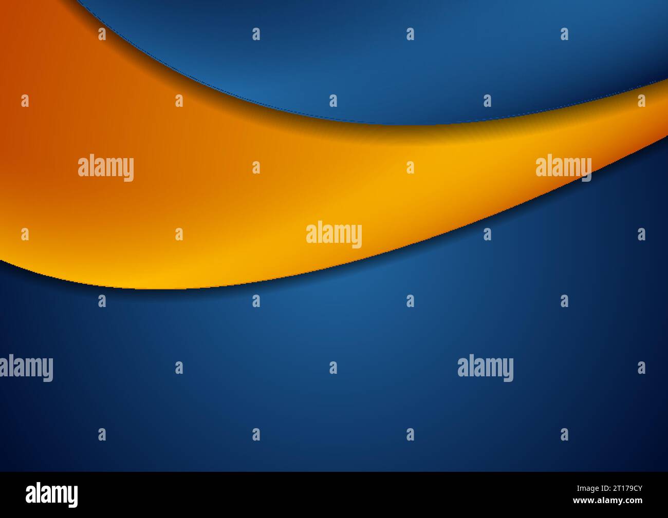 High contrast blue and orange glossy waves. Abstract modern graphic ...