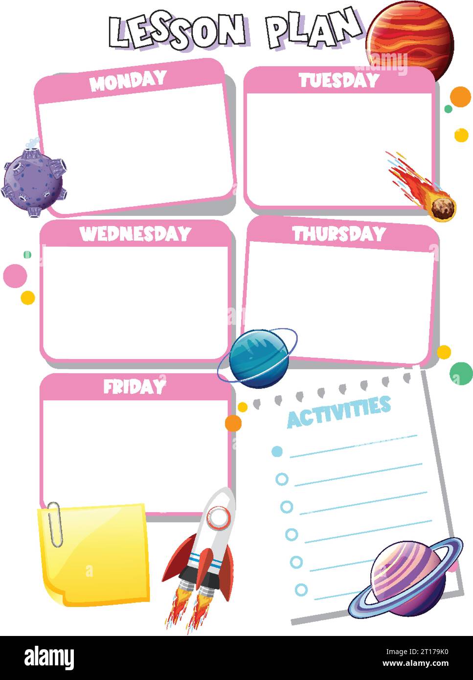 Fun and educational lesson plan with adorable outer space theme Stock ...