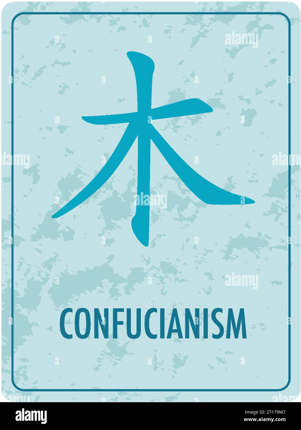Illustration of a blue card featuring the Water Symbol of Confucianism ...