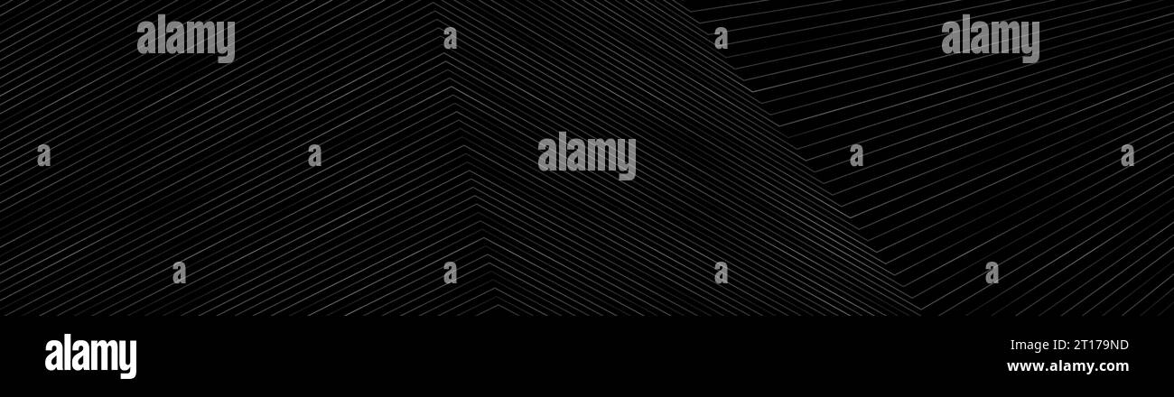 Black refracted curved lines abstract tech background. Vector geometric banner design Stock ...