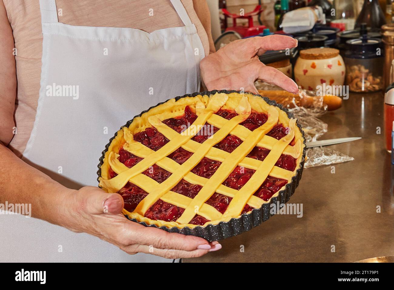 Baker makes dough making cake hi-res stock photography and images - Alamy