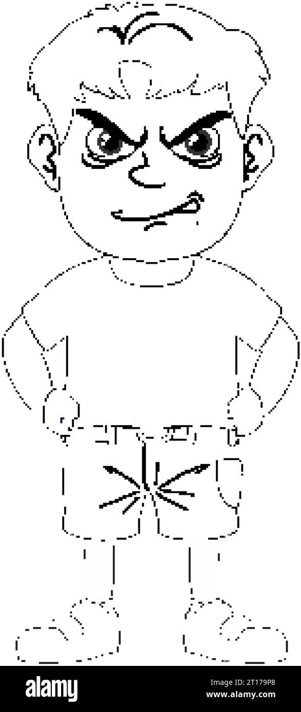 A vector illustration of an angry boy with a cartoon outline Stock ...