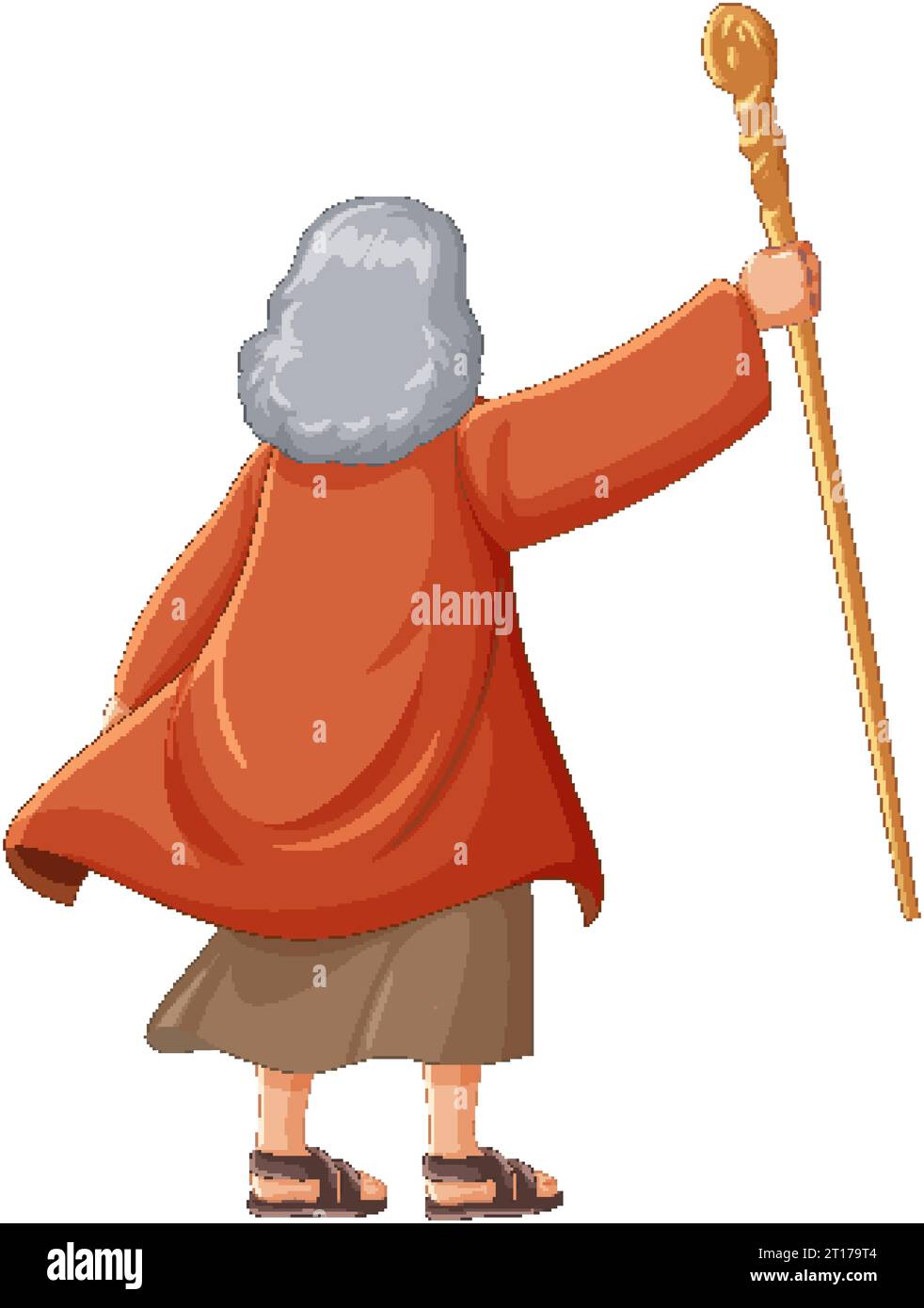 Vector cartoon illustration of Moses holding staff from religious Bible ...