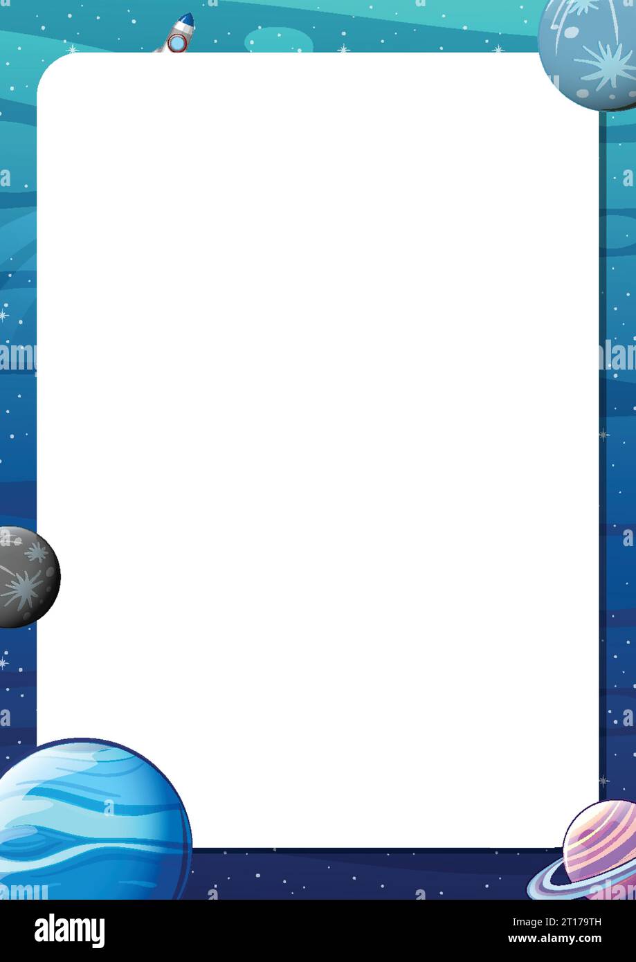 A vector cartoon illustration of outer space with planets Stock Vector ...