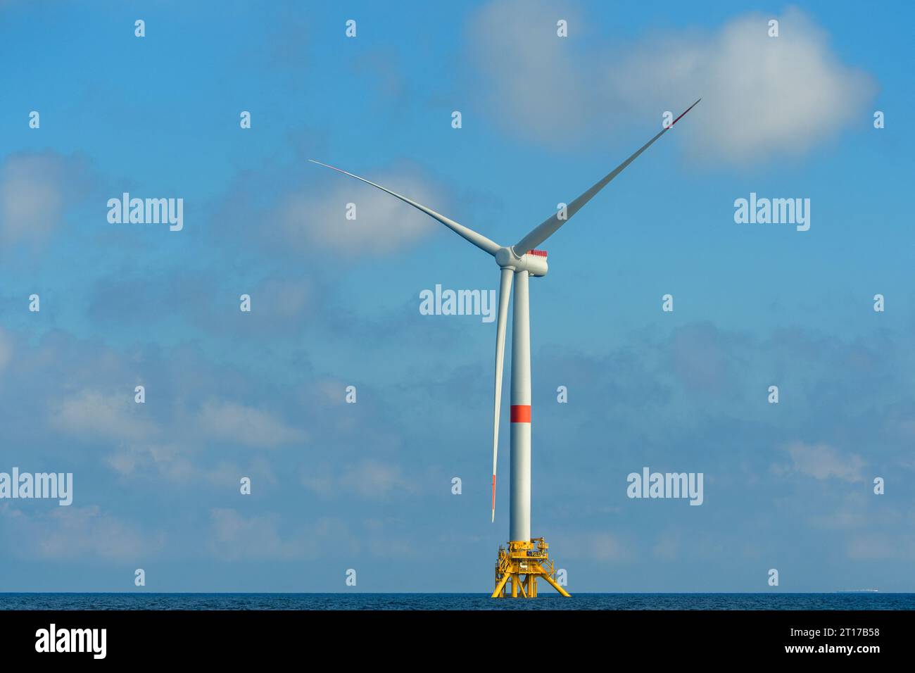 Port De Bouc, France. 11th Oct, 2023. view of a floating offshore wind ...
