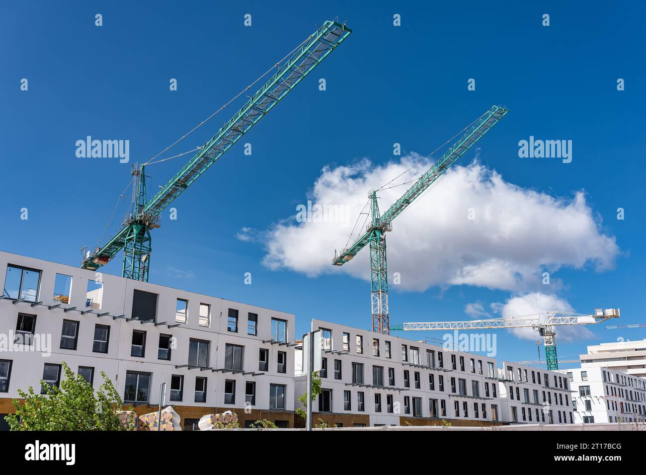 New modern buildings under construction with sustainable and recyclable ...