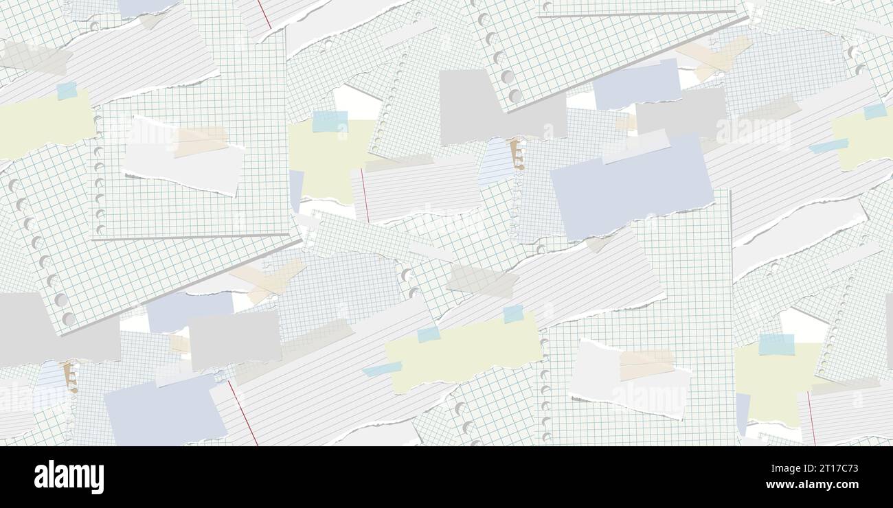 Lined whole sheet of paper and rip pieces with torn adges. Lined note ...