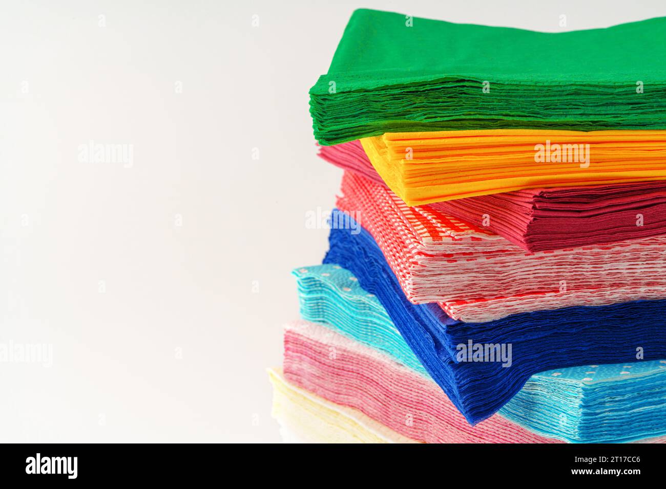 Colorful stack of paper napkins on white background Stock Photo - Alamy