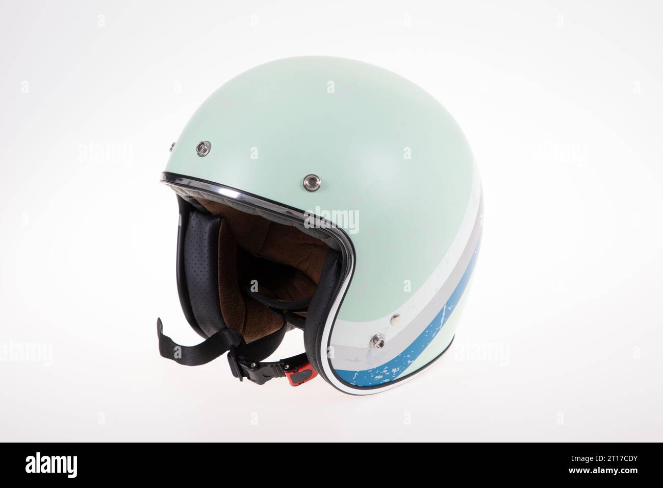 Blue old Motorcycle Open face old school Helmet vintage retro look ...