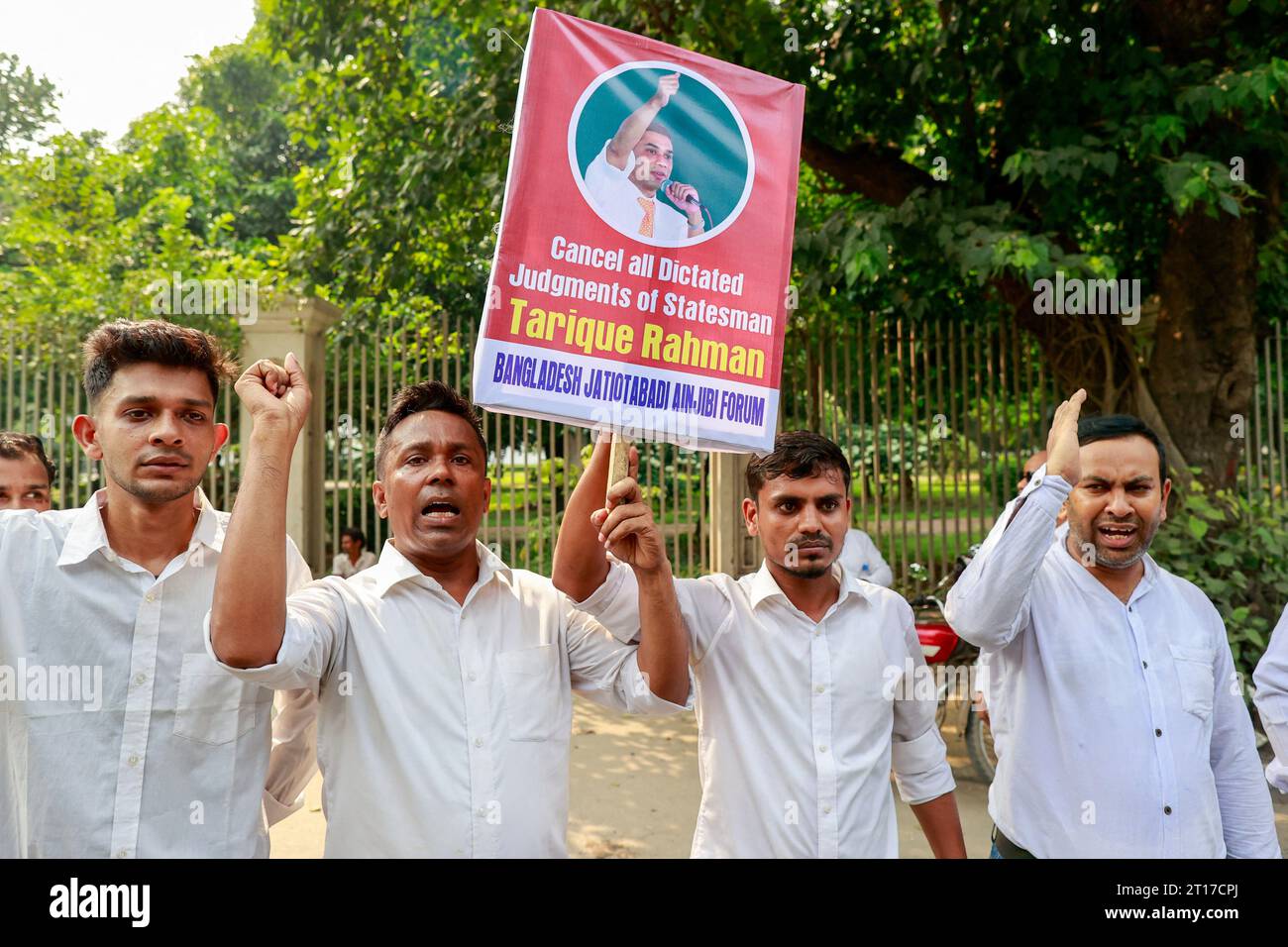 Dhaka, Bangladesh, October 11, 2023. Pro-BNP lawyers gather in a ...