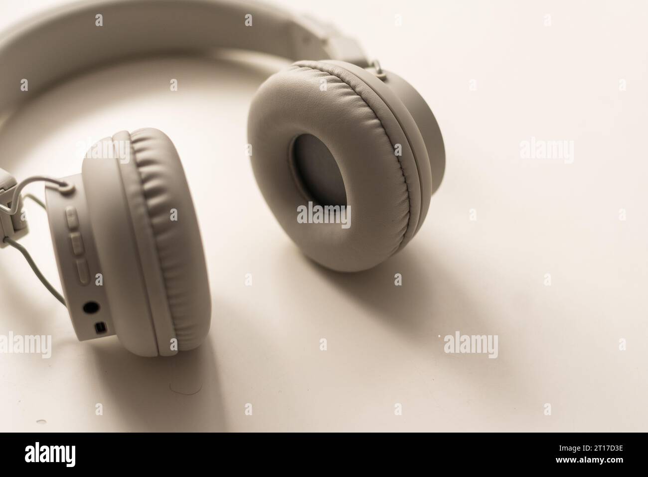 Gray wireless headphones on white background isolated close up, grey ...