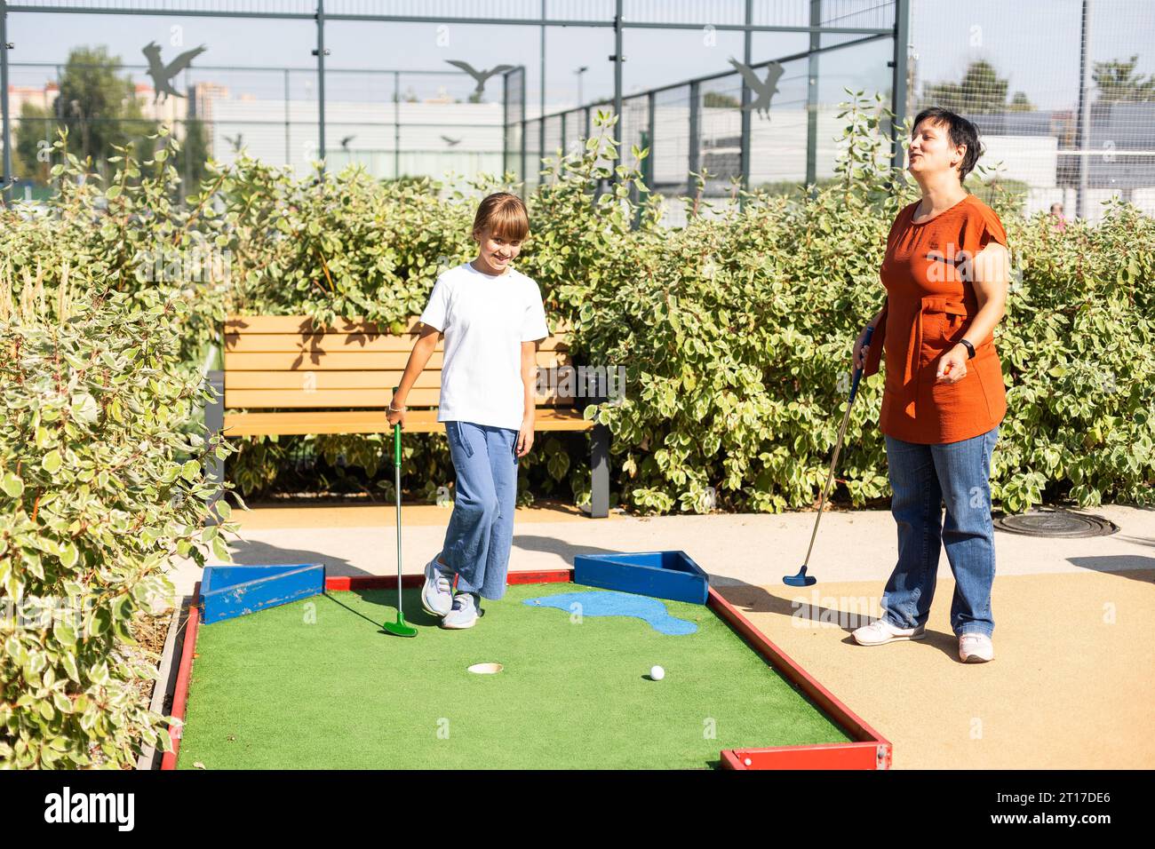 A playground in the park equipped for playing mini-golf Stock Photo - Alamy