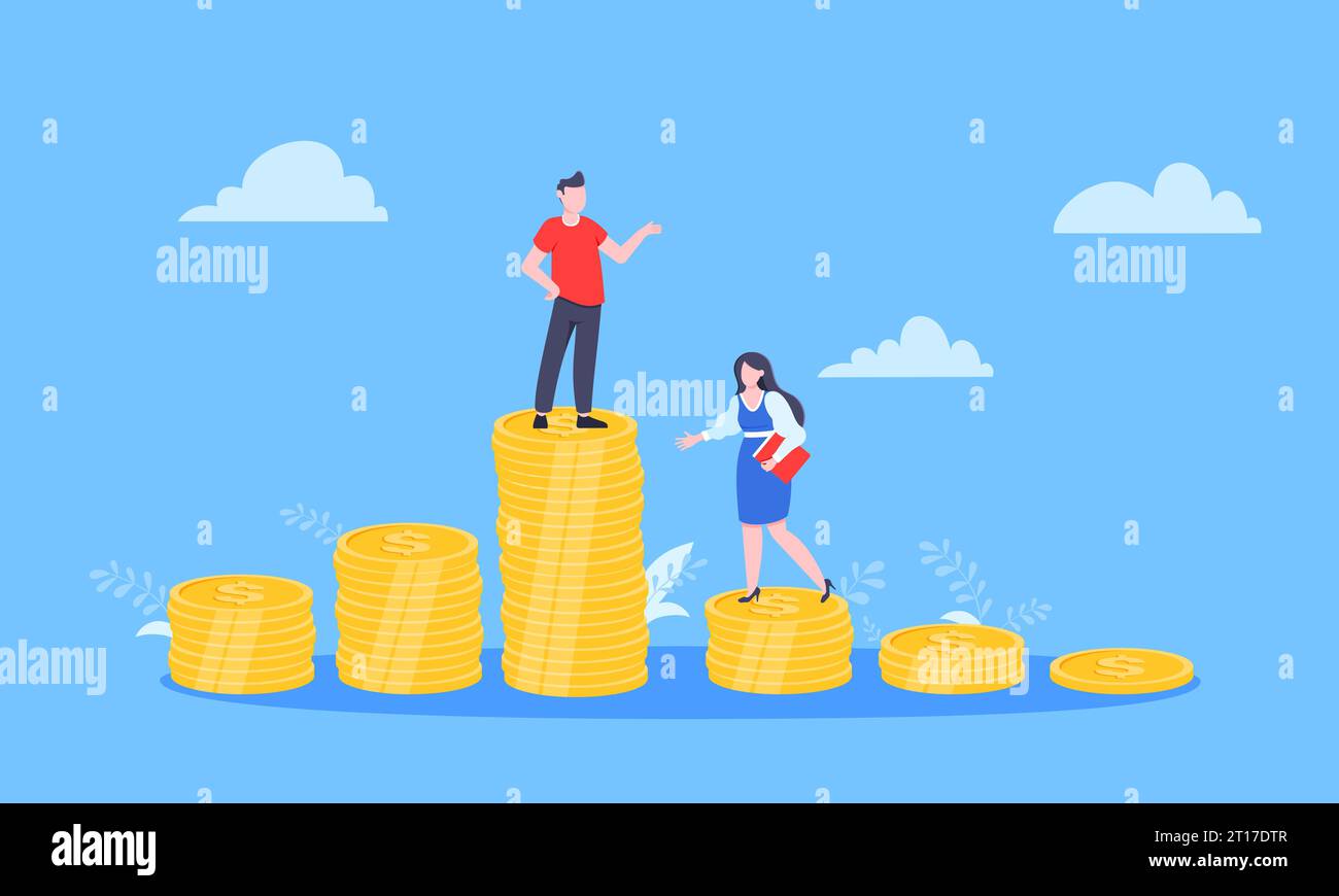 Salary And Gender Inequality Gap Between Women And Men Business Concept