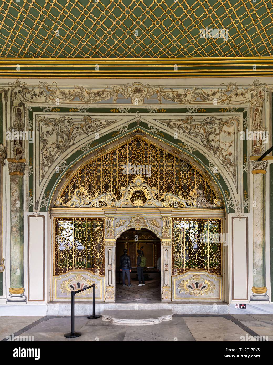 Istanbul, Turkey - May 11, 2023: Golden decorated arched entrance in ...