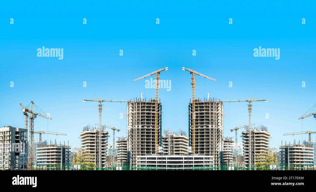 Construction of a building banner background. Construction site with ...