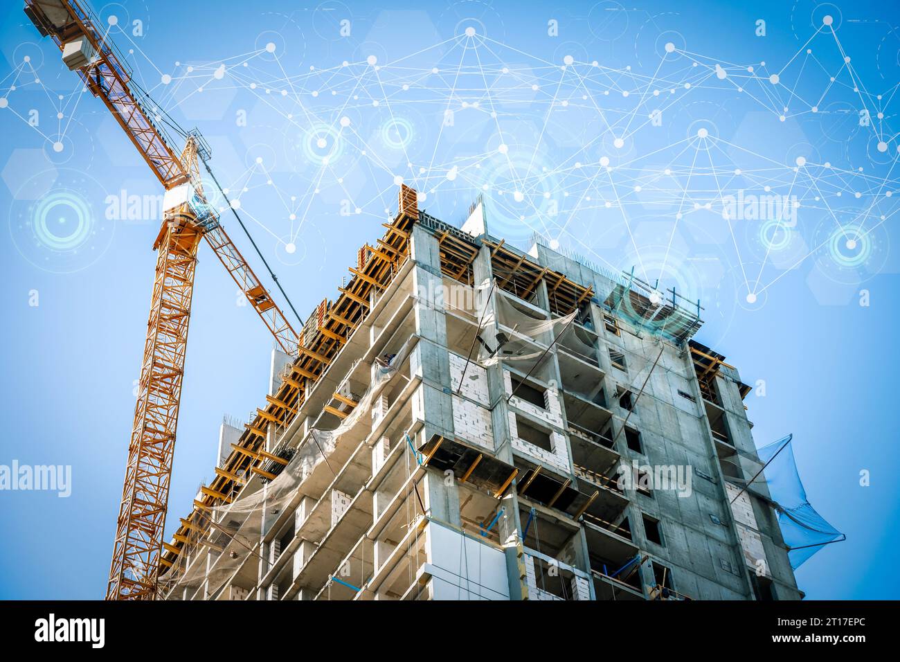 Construction technology banner background. Construction site with ...