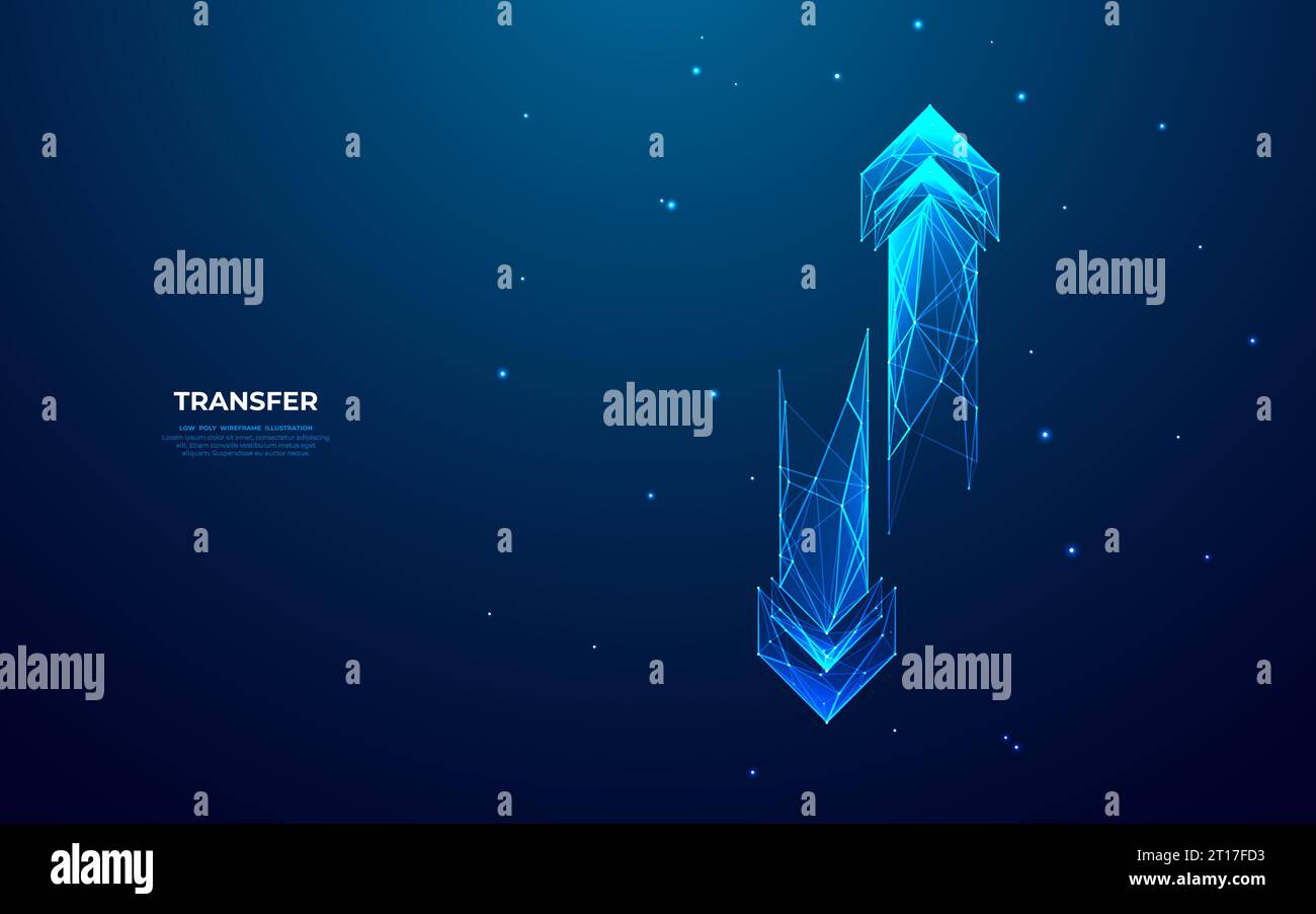 Abstract two arrows up and down on technology dark blue background ...