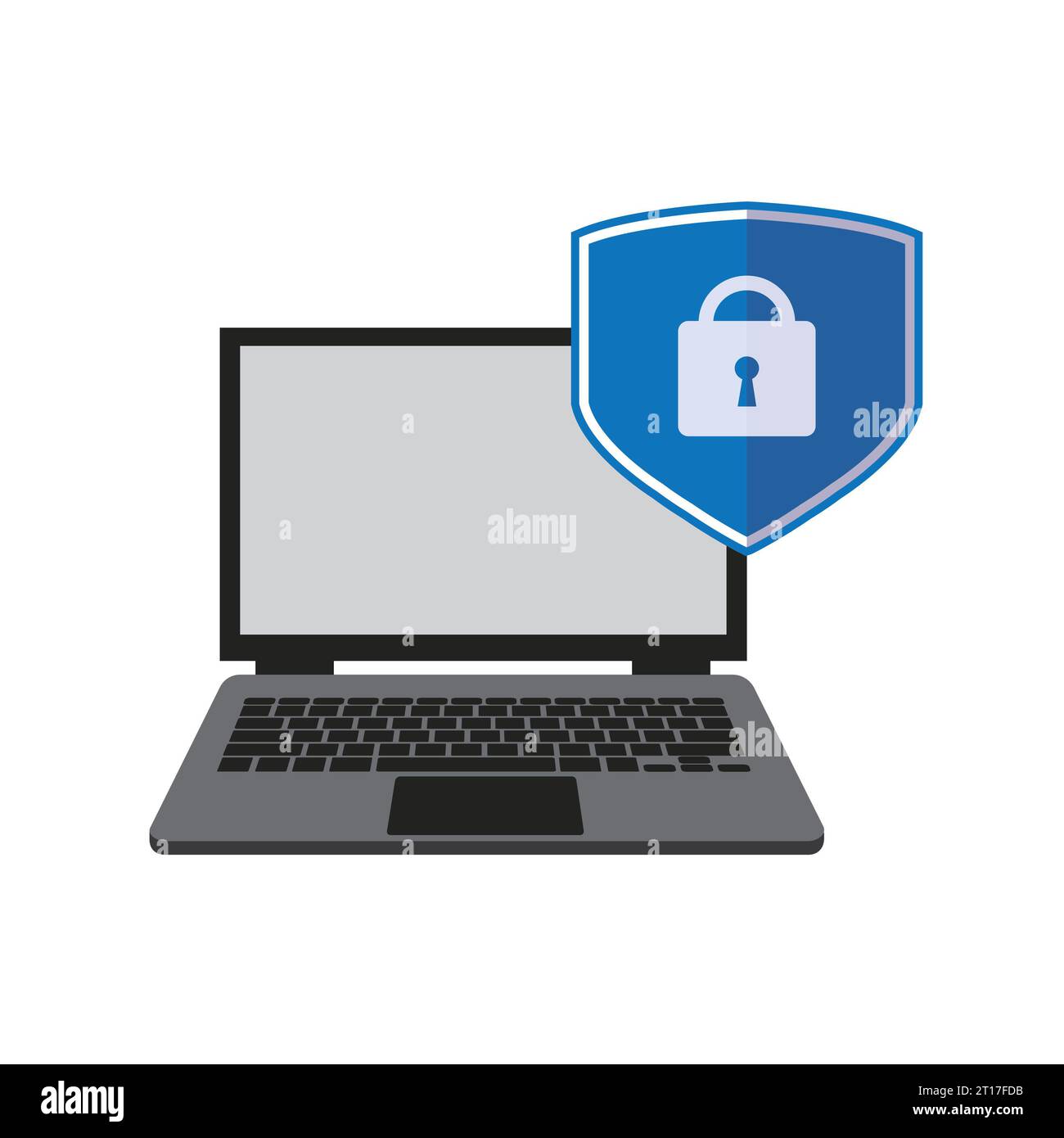 Computer security, protect your laptop concept. Laptop and shield icon ...