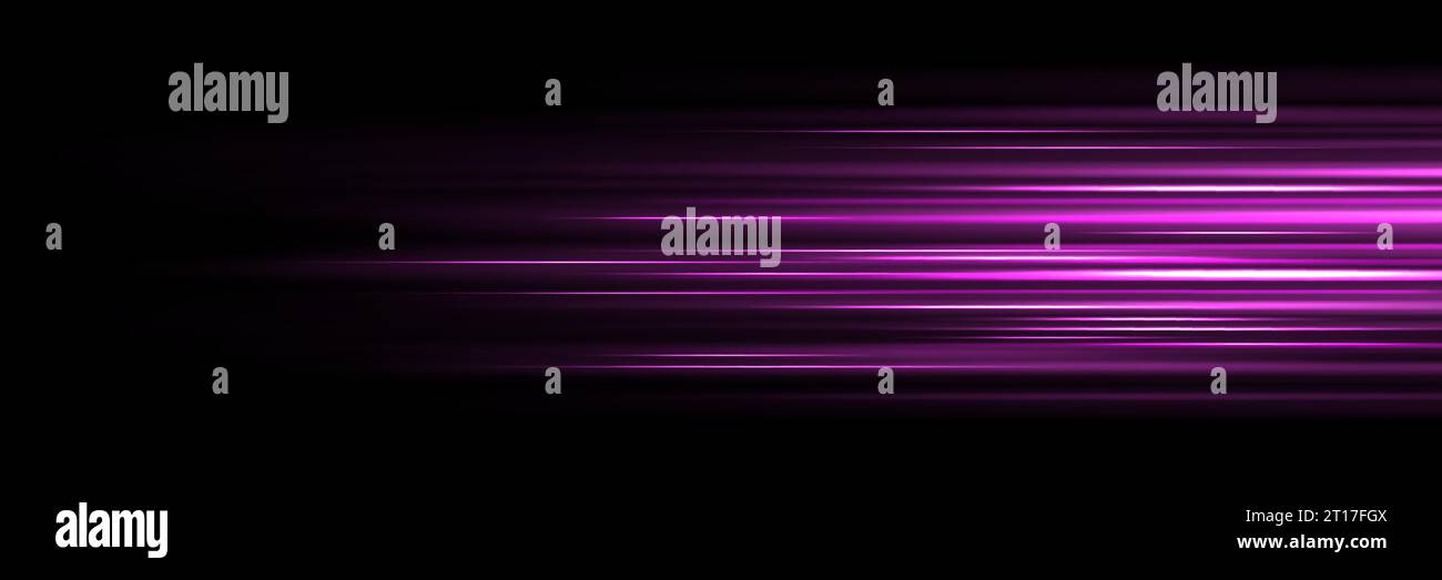 Straight streaks with high speed motion light effect. Purple glowing ...
