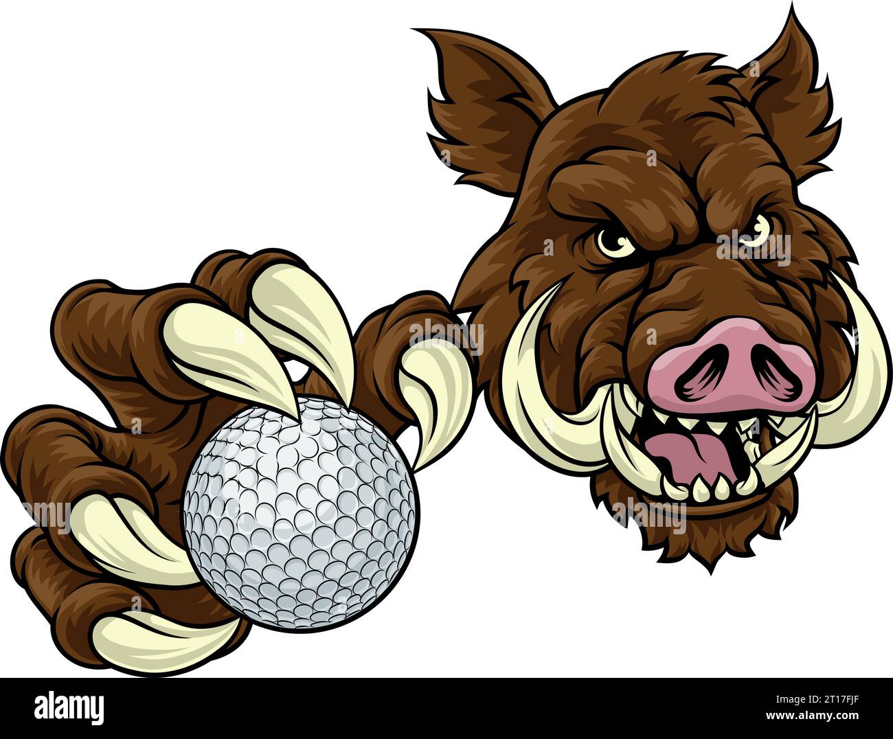 Boar Wild Hog Razorback Warthog Pig Golf Mascot Stock Vector Image ...