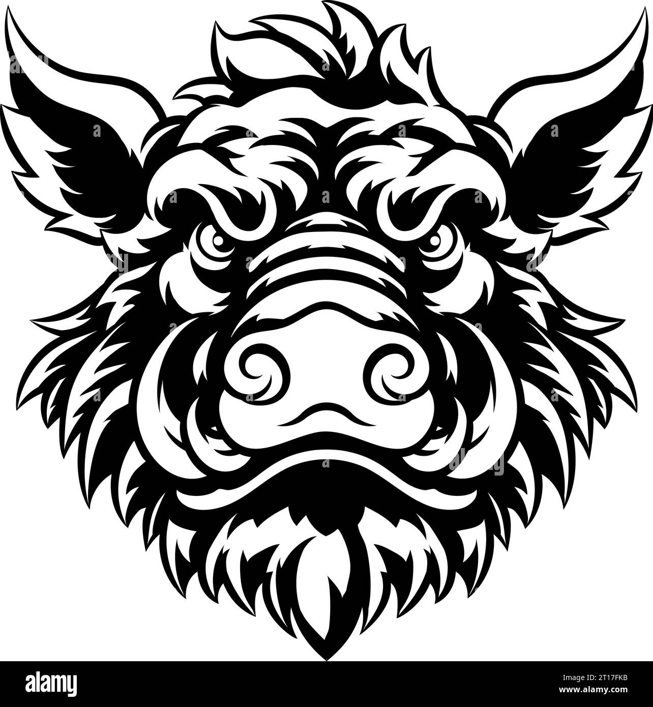Boar Wild Hog Razorback Warthog Mascot Pig Cartoon Stock Vector Image ...
