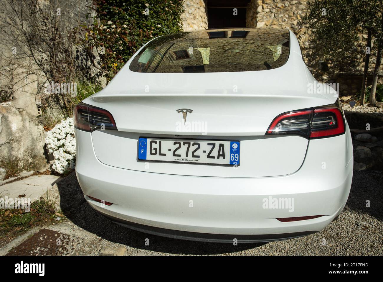 tesla rear view Stock Photo - Alamy
