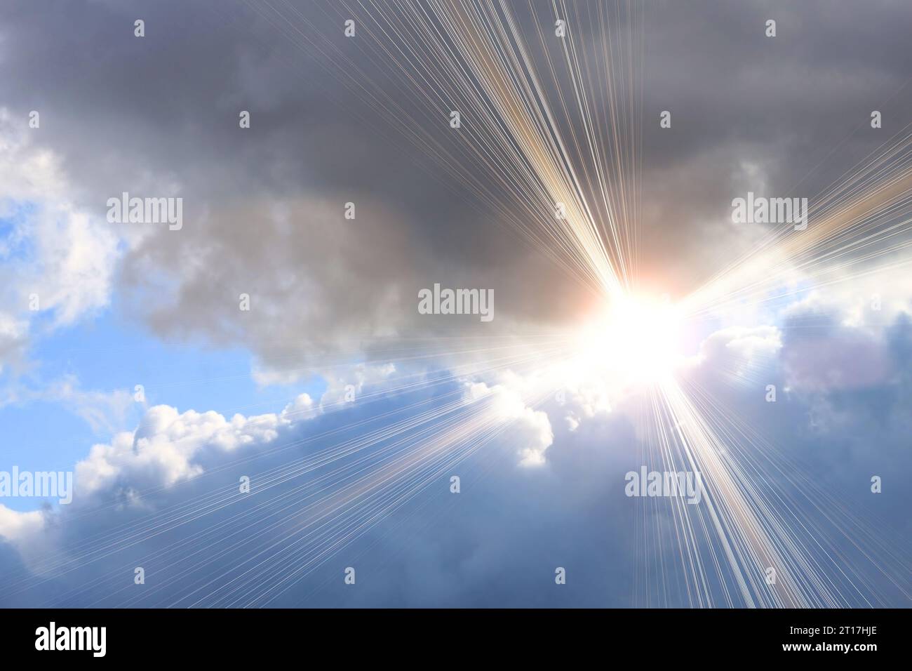 grey clouds and bright sunlight on sky background Stock Photo - Alamy